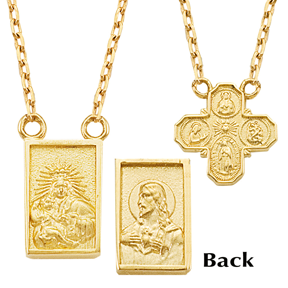 Scapular And Four Way Medal Necklace 14K Gold | BOS Jewelers – BOS ...