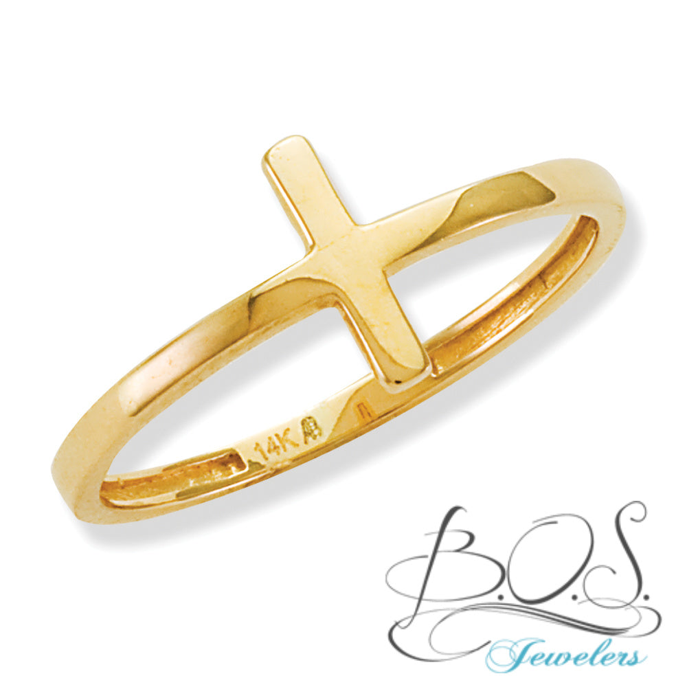14K Yellow Gold Cross Ring – BOS Jewelers Inc